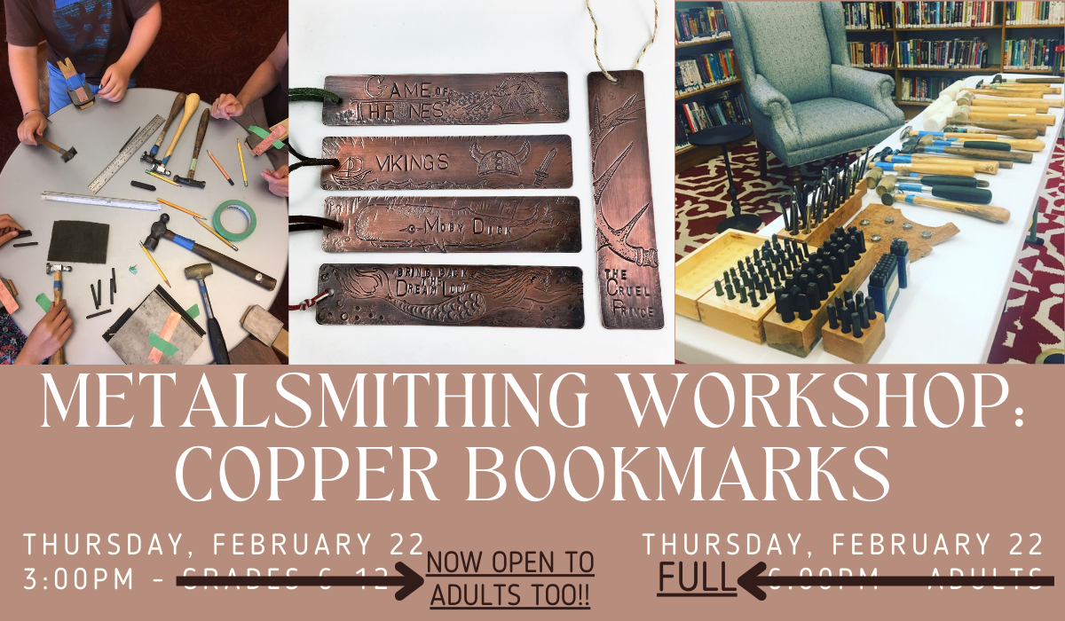 Metalsmithing Workshops: Copper Bookmarks – Hanson Public Library