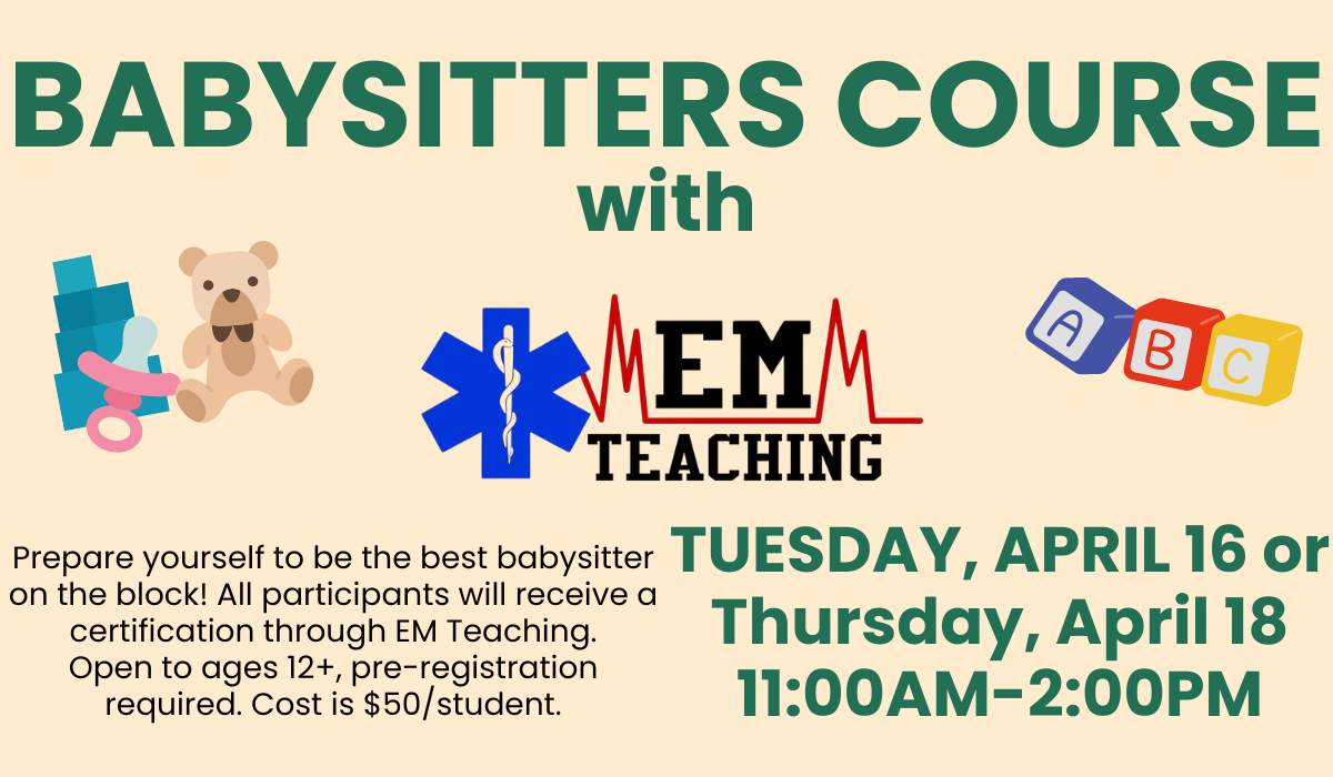 April Vacation Babysitting Course – Hanson Public Library