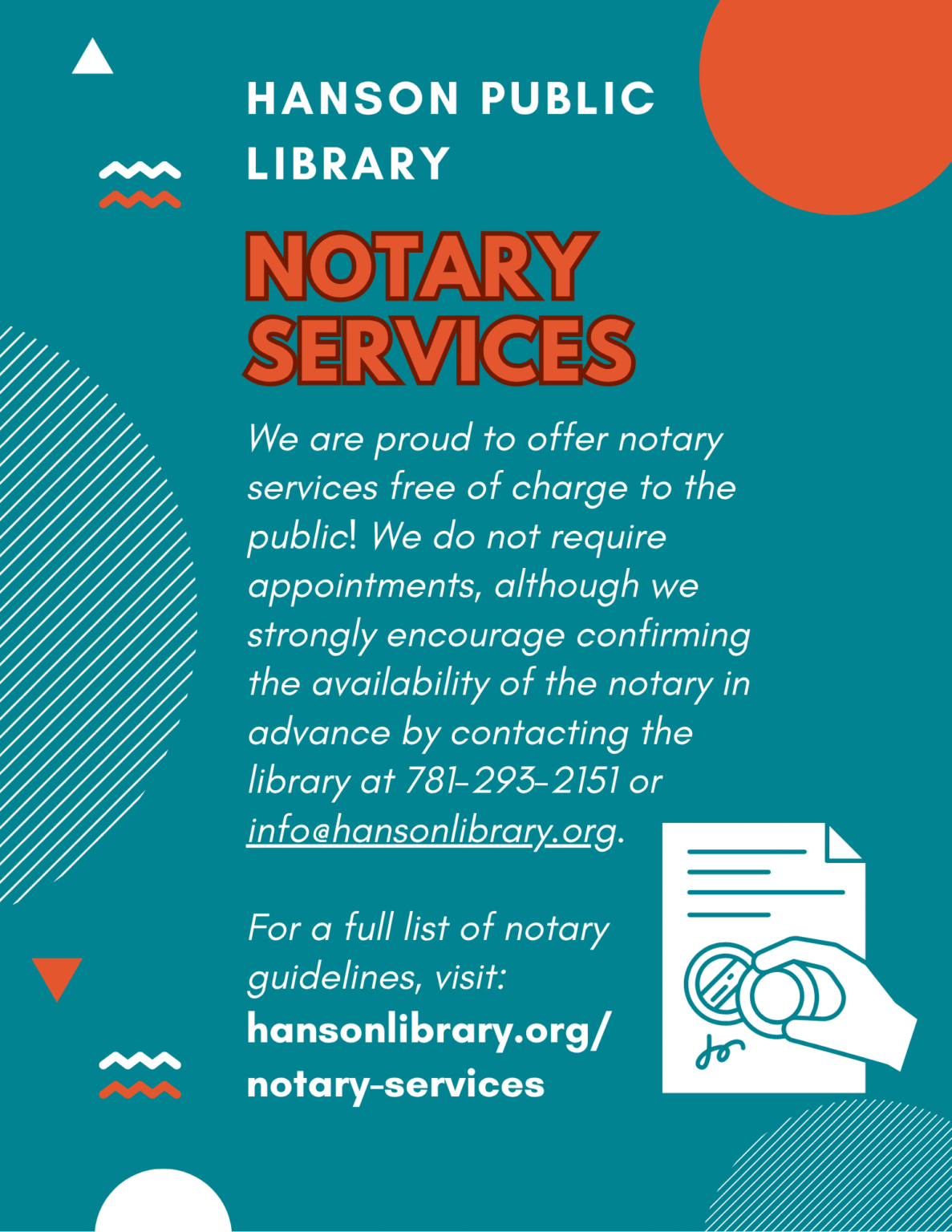 Notary Services – Hanson Public Library